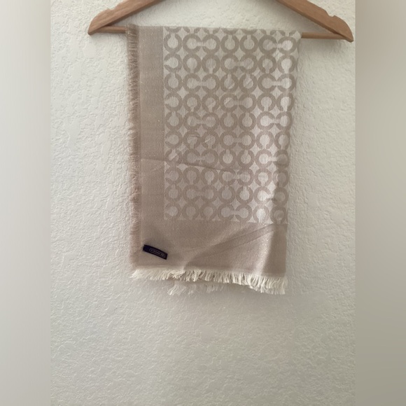 Coach | Accessories | Coach Signature Beige Cream Scarf Shawl | Poshmark